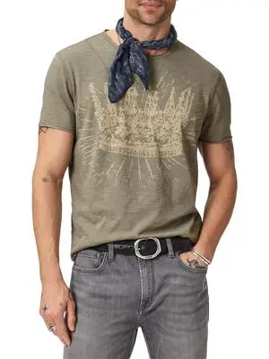 JOHN VARVATOS Raw Edge Shoulder Detail Graphic T-shirt