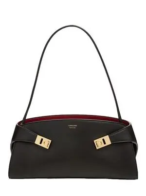FERRAGAMO Hug Leather East/west Shoulder Bag - Nero Borgogna