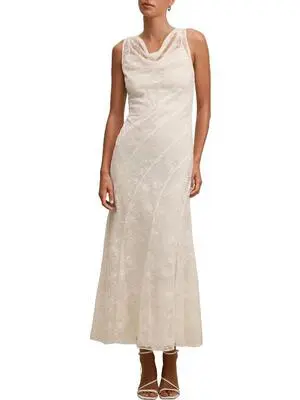EVER NEW Jenna Paneled Lace Midi Dress - Ecru