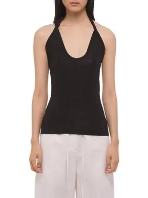 Helmut Lang Twist Dancer Top In Stretch Jersey - Black