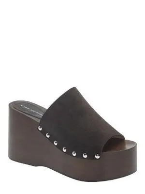 STUART WEITZMAN Studded Wedge Platform Slide Sandal - Shadow