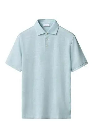 Eton Linen & Cotton Fine Knit Polo - Light Blue