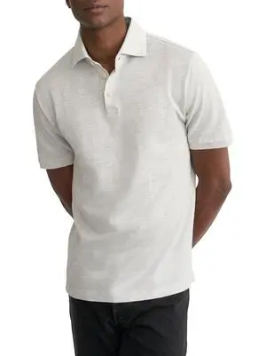 Eton Linen & Cotton Fine Knit Polo - Light Grey