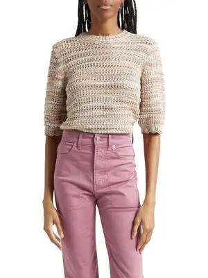 Veronica Beard Merivale Metallic Cotton Blend Sweater - Beige Multi