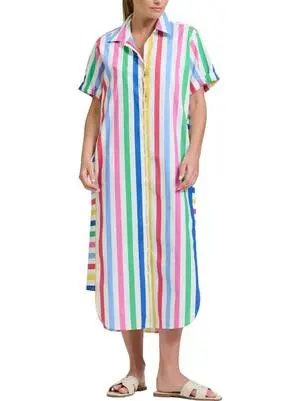 SHIRTY Multicolor Stripe Maxi Shirt Dress - Fiesta Stripe