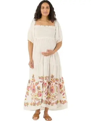 CACHE COEUR Mila Bohemian Smocked Maxi Dress With Puff Sleeves - Multicolor