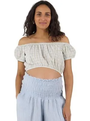 CACHE COEUR Maternity And Nursing Off-the-shoulder Smocked Crop Top - Multicolor