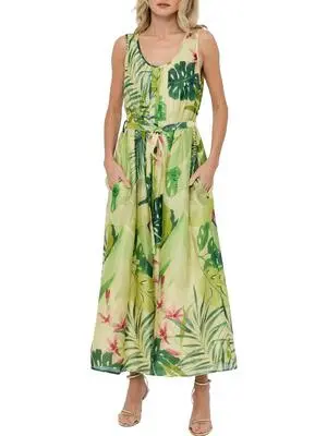 CIEBON CIEBON Rowena Tie Waist Midi Dress