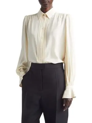 VALENTINO Valentino Silk Crepe Pintucked Shirt