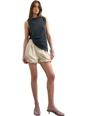 Topshop Bubble Hem Shorts - Light Beige
