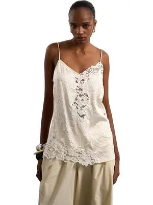 TOPSHOP Topshop Crinkle Satin & Lace Camisole