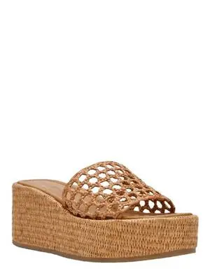 Steve Madden Brandy Platform Wedge Slide Sandal - Raffia