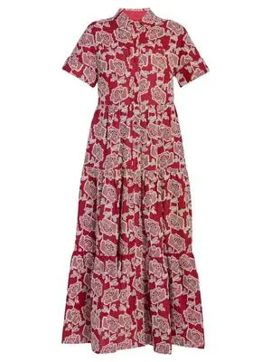 Erdem Embroidered Shirt Dress - Red