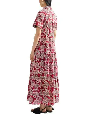 Erdem ERDEM Floral Embroidered Midi Shirt Dress Red