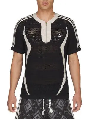 ADIDAS ORIGINALS X Clot Short Sleeve Quarter Zip Sweater - Black/wonder White