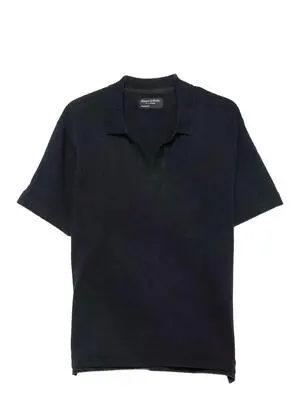 Marc O'polo Ribbed-knit Open-collar T-shirt - Blue