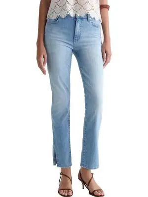 Ag Mari Mid Rise Slim Straight Leg Jeans With Split Hems - Flight