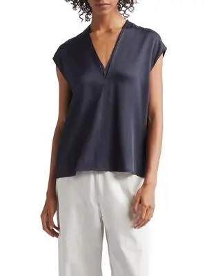 Vince Cap Sleeve V-neck Top - Ink
