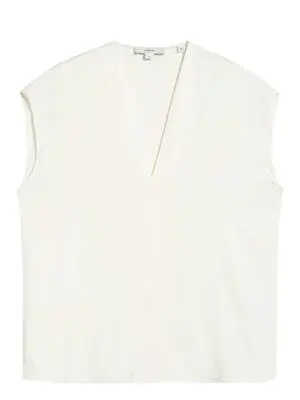 Vince Cap Sleeve V-neck Top - Off White