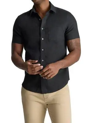 UNTUCKIT Cameron Solid Wrinkle Resistant Linen Button-up Shirt - Black