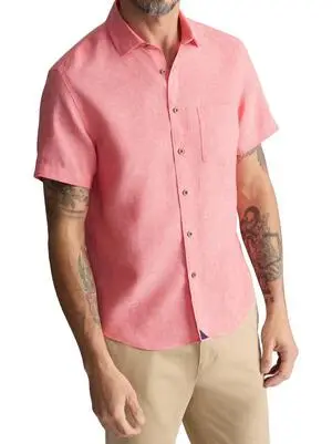 UNTUCKIT Cameron Solid Wrinkle Resistant Linen Button-up Shirt - Cayenne