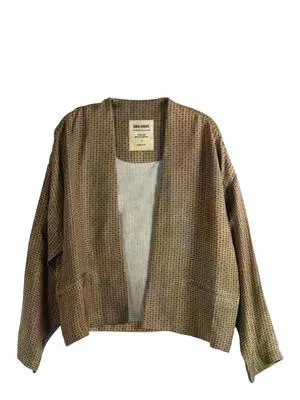 UMA WANG Geometric Print Open-front Jacket - Brown