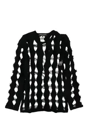 Comme Des Garçons Distressed Open-knit Sweater - Black