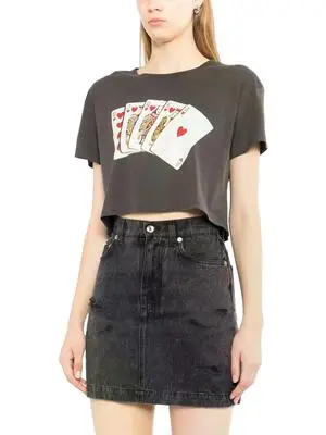 MELT Graphic Print Cropped T-shirt - Grey