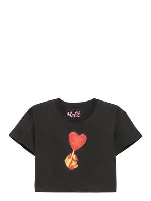 MELT Graphic Print Cropped T-shirt - Grey