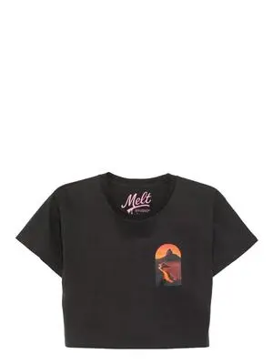 MELT Graphic-print Cropped T-shirt - Grey