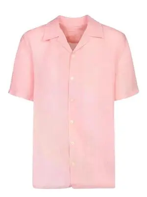 120% Lino Short-sleeve Camp-collar Shirt - Pink