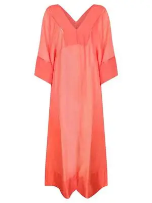 120% Lino Panelled Midi Dress - Pink
