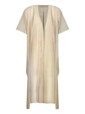 BLANCA VITA Open-front Short-sleeve Poncho - Neutrals