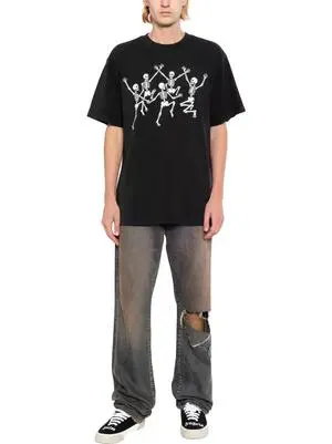 MELT Skeleton-print Crew Neck T-shirt - Black