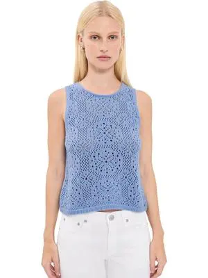 Splendid Beckham Crochet Sweater Tank - Azure