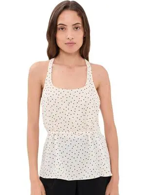Theory Polka Dot Belted Tank Top - Ivory Multi/chk
