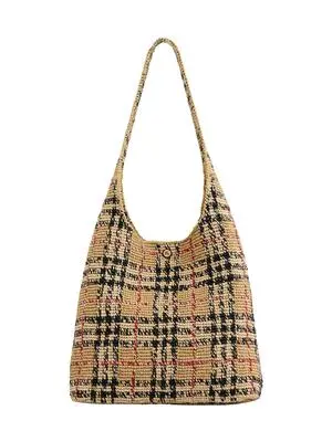 Burberry Margate Large Raffia Hobo Bag - Sand