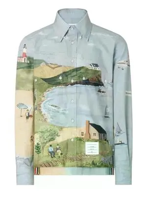 Thom Browne Poplin Nantucket Scenic Utility Shirt - Blue