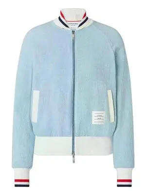 Thom Browne Rwb-stripe Bomber Jacket - Blue