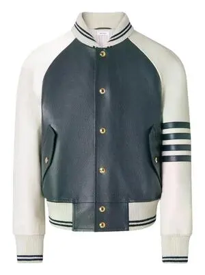 Thom Browne Raglan-sleeve Leather Jacket - Blue