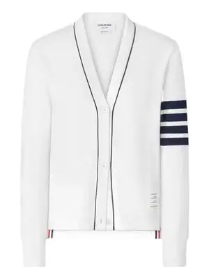 Thom Browne Loopback Piping 4-bar Cardigan - White