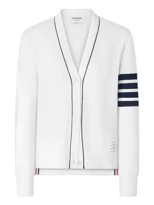 Thom Browne Loopback Piping 4-bar Cardigan - White