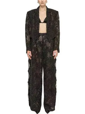 NISSA Embellished Cropped Blazer - Black