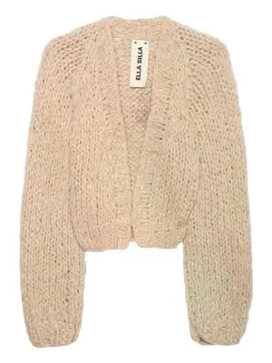 ELLA SILLA Chunky Knit Raglan Sleeve Cardigan - Neutrals