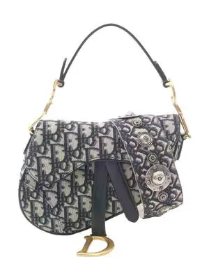 Dior Oblique Saddle Handbag - Neutrals