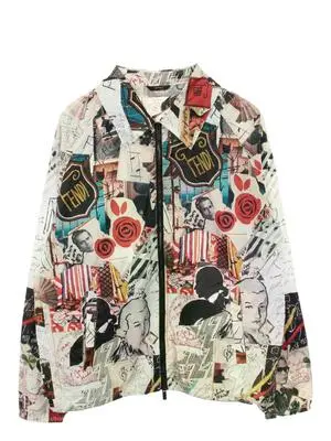 Fendi All-over Pattern Bomber Jacket - White