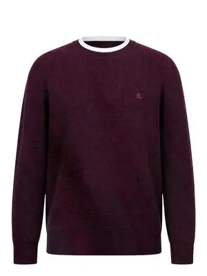 Calvin Klein Embroidered Logo Waffle Knit Sweater - Red