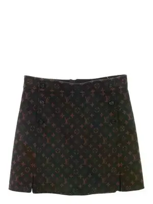 LOUIS VUITTON Monogram Buttoned Skirt - Black