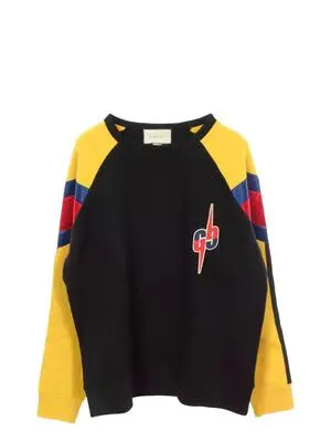 Gucci Gg Logo Patch Cotton Sweatshirt - Black