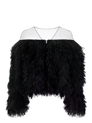 Elisabetta Franchi Frayed-effect Jacket - Black